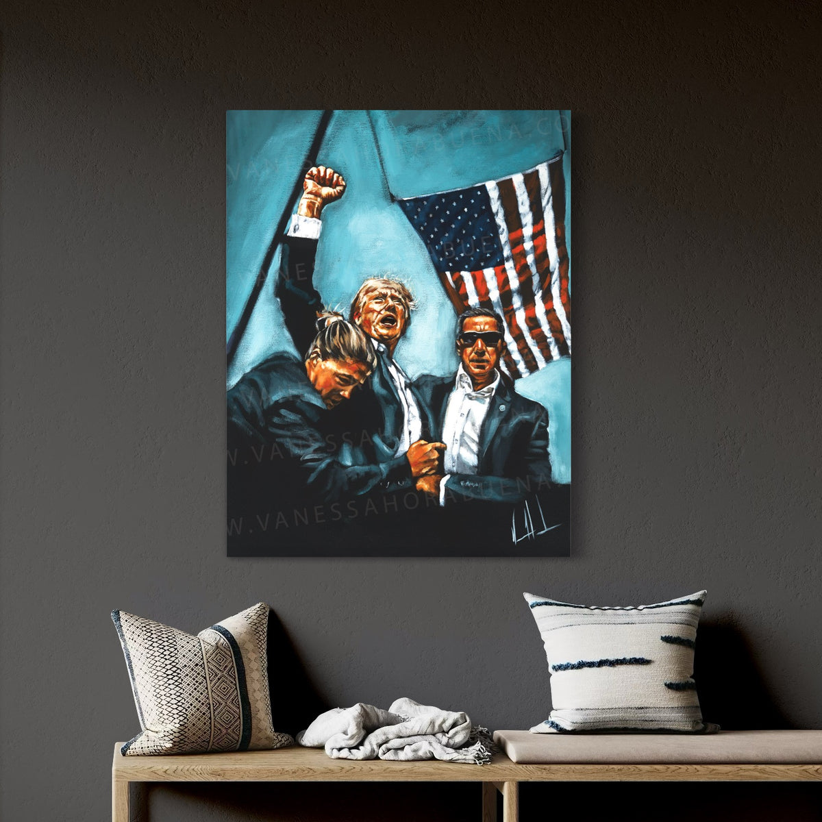 Buy Never Surrender (Blue Background) Art Print | Vanessa Horabuena